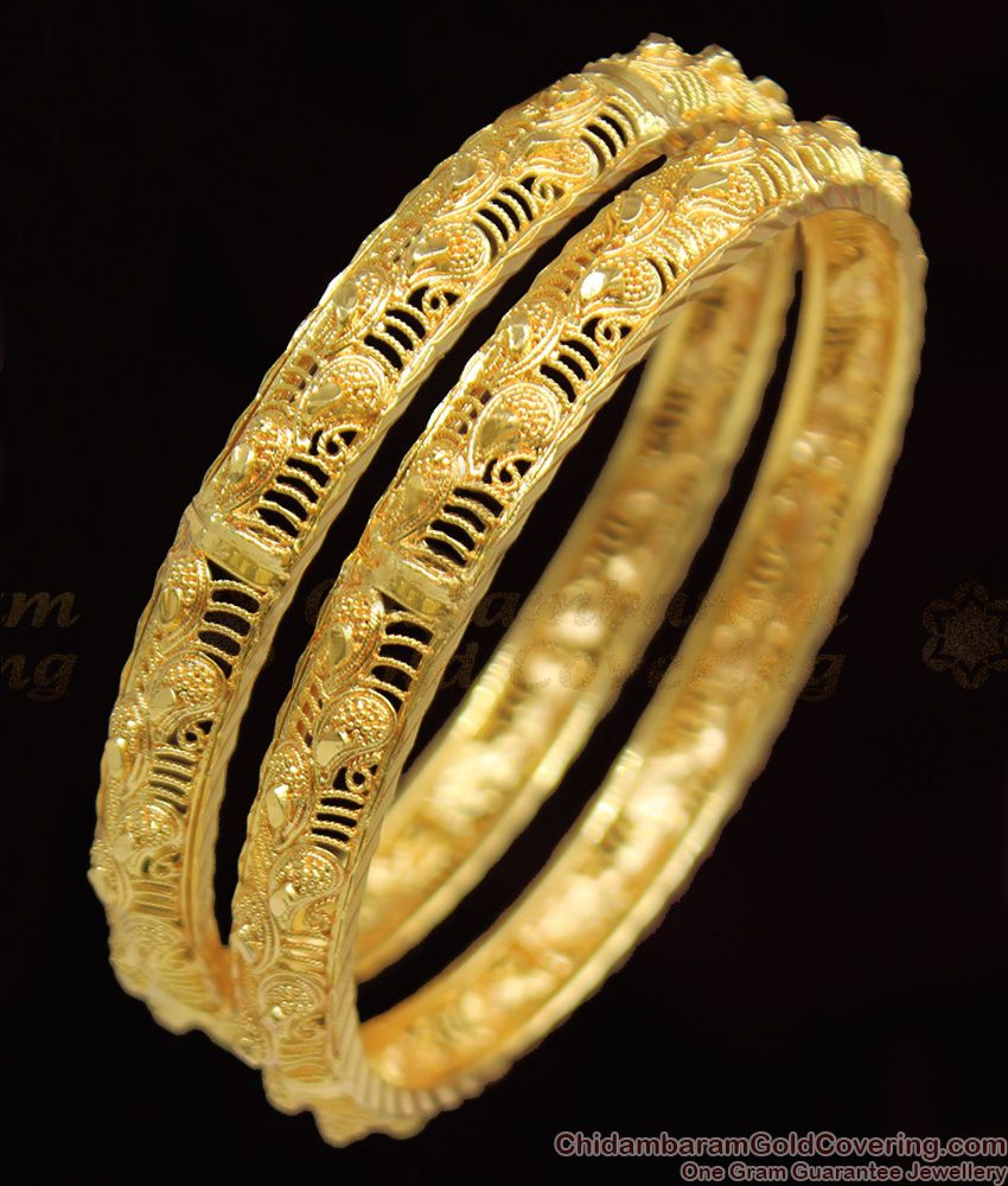 BR1086-2.10 Attractive Gold Leaf Model Festive Design Bangles ...