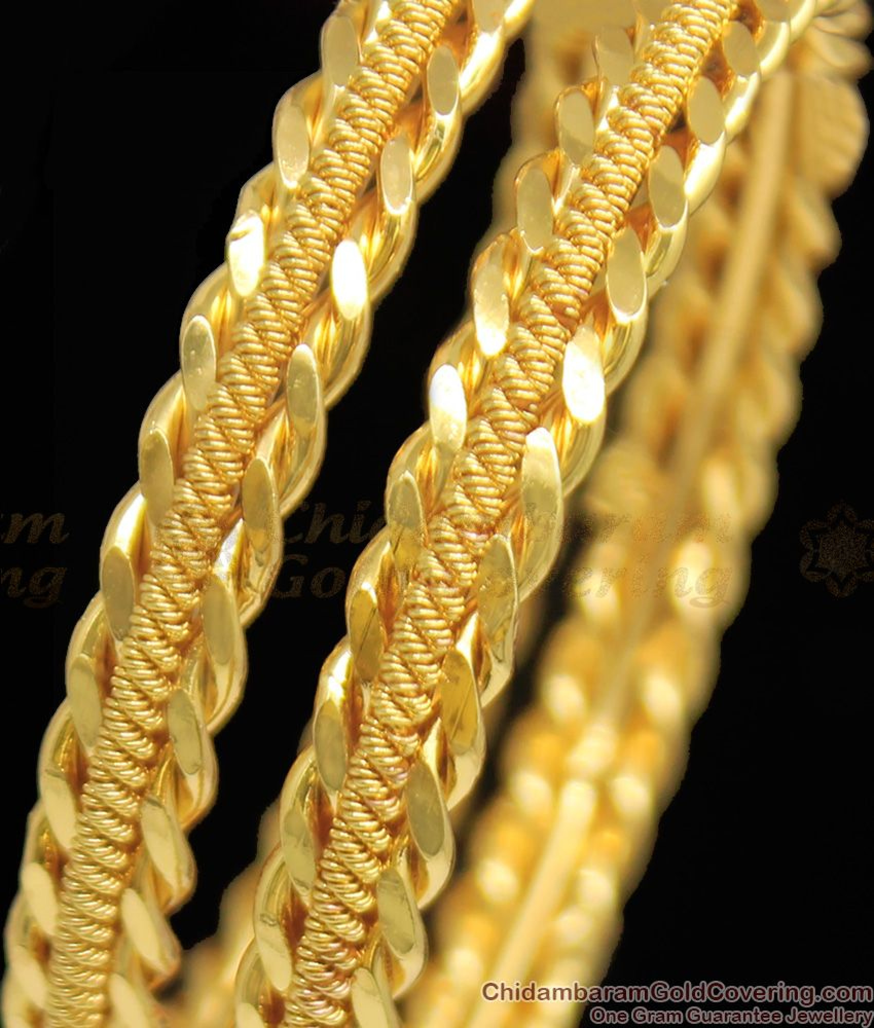 BR1106-2.4 Iconic Gold Made Solid Flower Design Heavy Set Bangles For ...