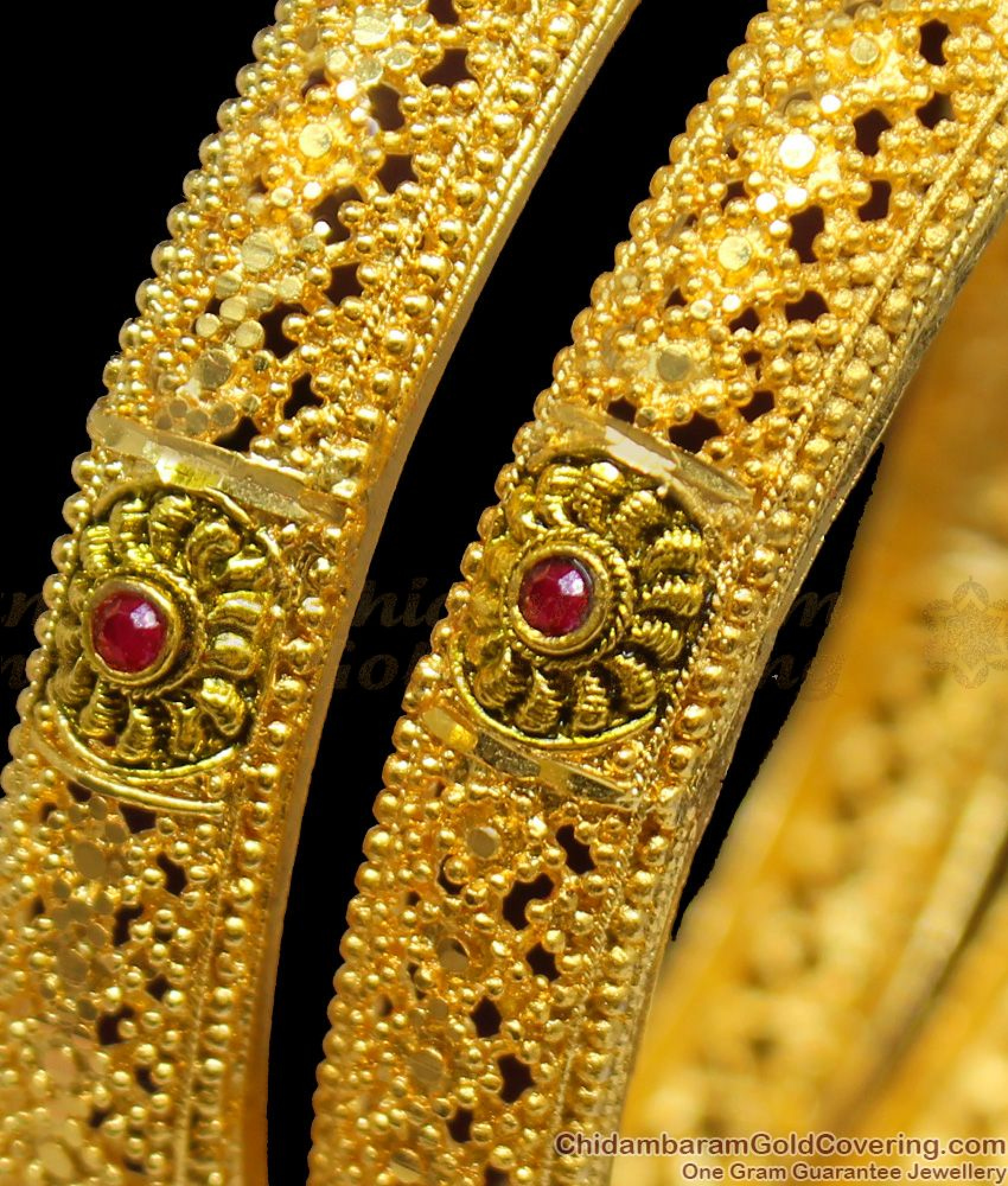 BR1143-2.8 Iconic Enamel Forming Gold Finish Traditional Design Bangles ...