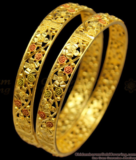 BR1151-2.6 Precious Flower Design Enamel Forming Gold Bangles Set Of Four