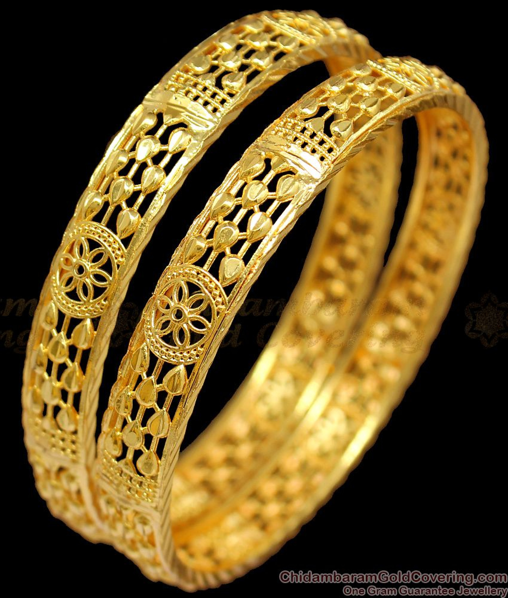 BR1205-2.8 Trendy Flower Model Gold Plated Bangles For Ladies Latest ...