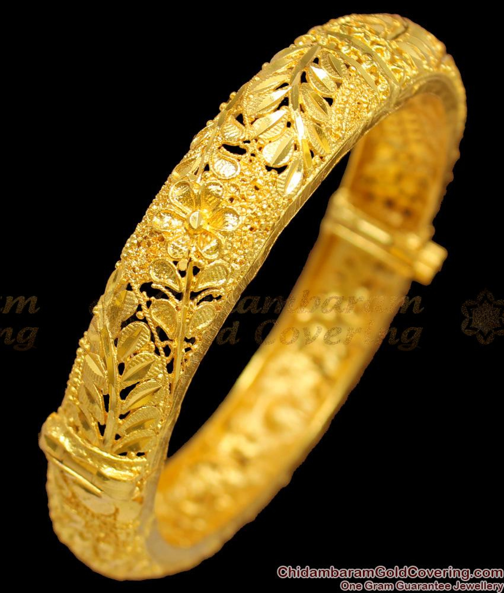 BR1244-2.4 Glittering Kada Real Gold Tone Forming Screw Type Plain ...