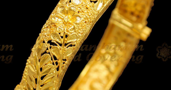 BR1244-2.8 Glittering Kada Real Gold Tone Forming Screw Type Plain ...