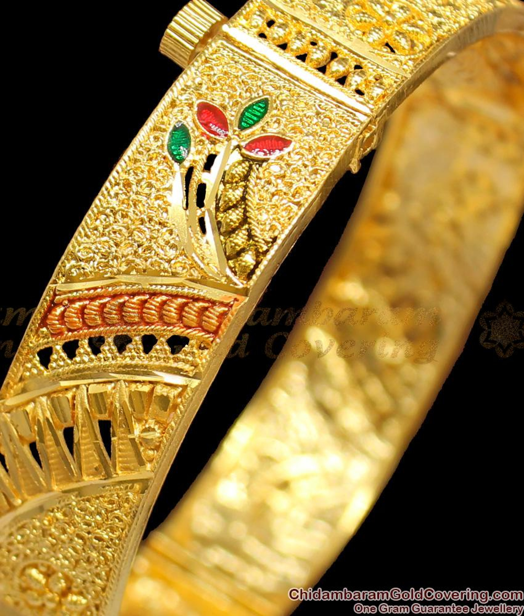 BR1245-2.4 Unique Single Kada Forming Screw Type Enamel Bangle Collections