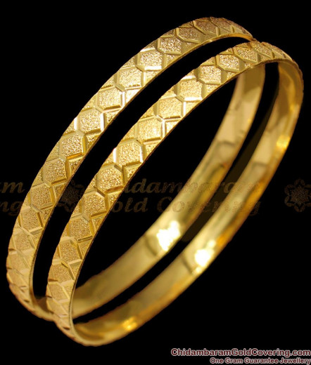 BR1170-2.4 Attractive Gold Tone Neli Edges Model Festive Design Bangles ...