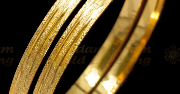 BR1290-2.10 Size Sparking Plain One Gram Gold Plated Bangles For Ladies
