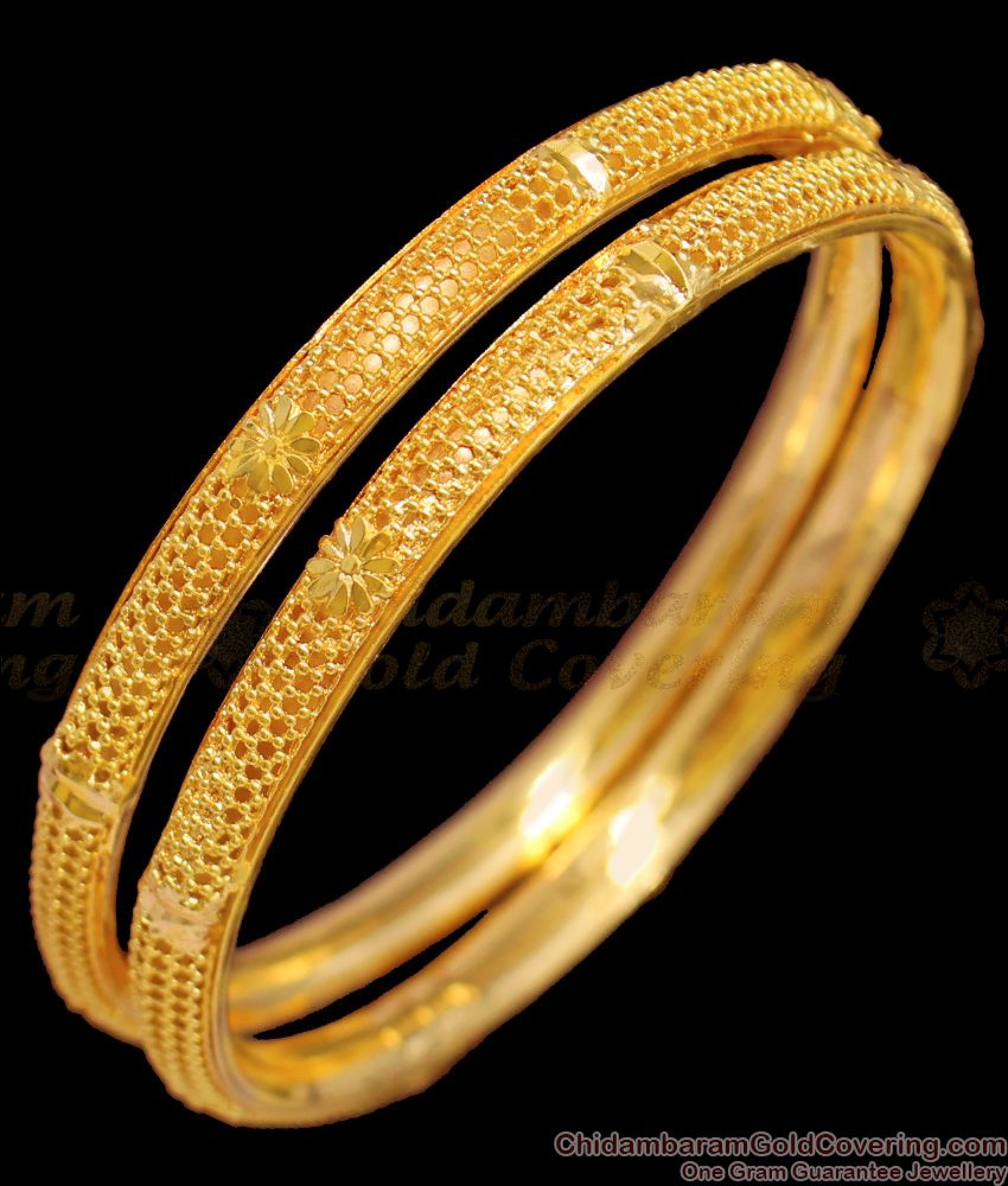 BR1337-2.6 Beautiful Flower Model One Gram Gold Tone Bangles Set Online ...
