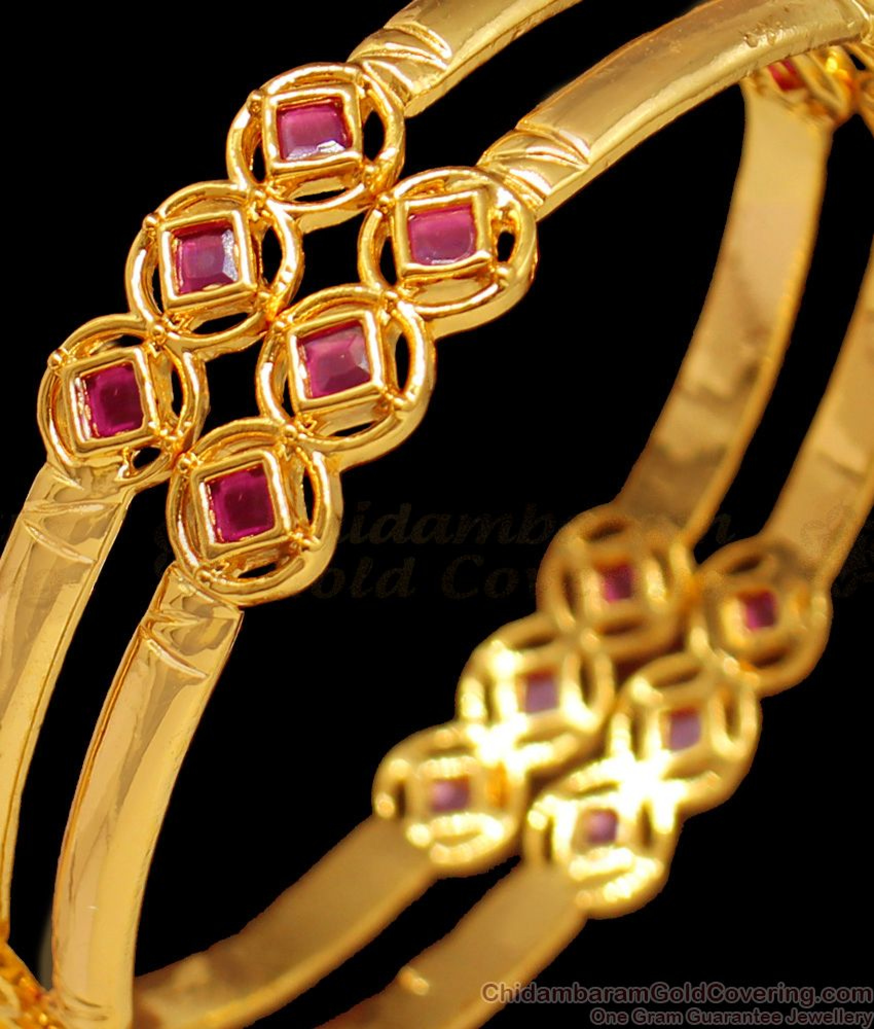 BR1361-2.6 Original Impon Ruby Stone Design Gold Bangle Collection ...