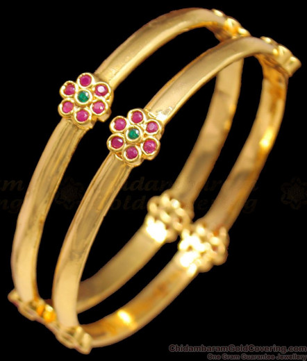 BR1005-2.6 Size Flower Design Broad Kada Screw Type Bangles