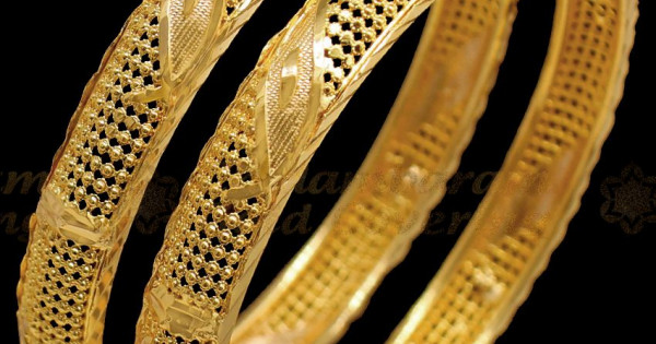 BR1373-2.10 Real Gold Net Pattern Handcrafted Bangles Latest Collections