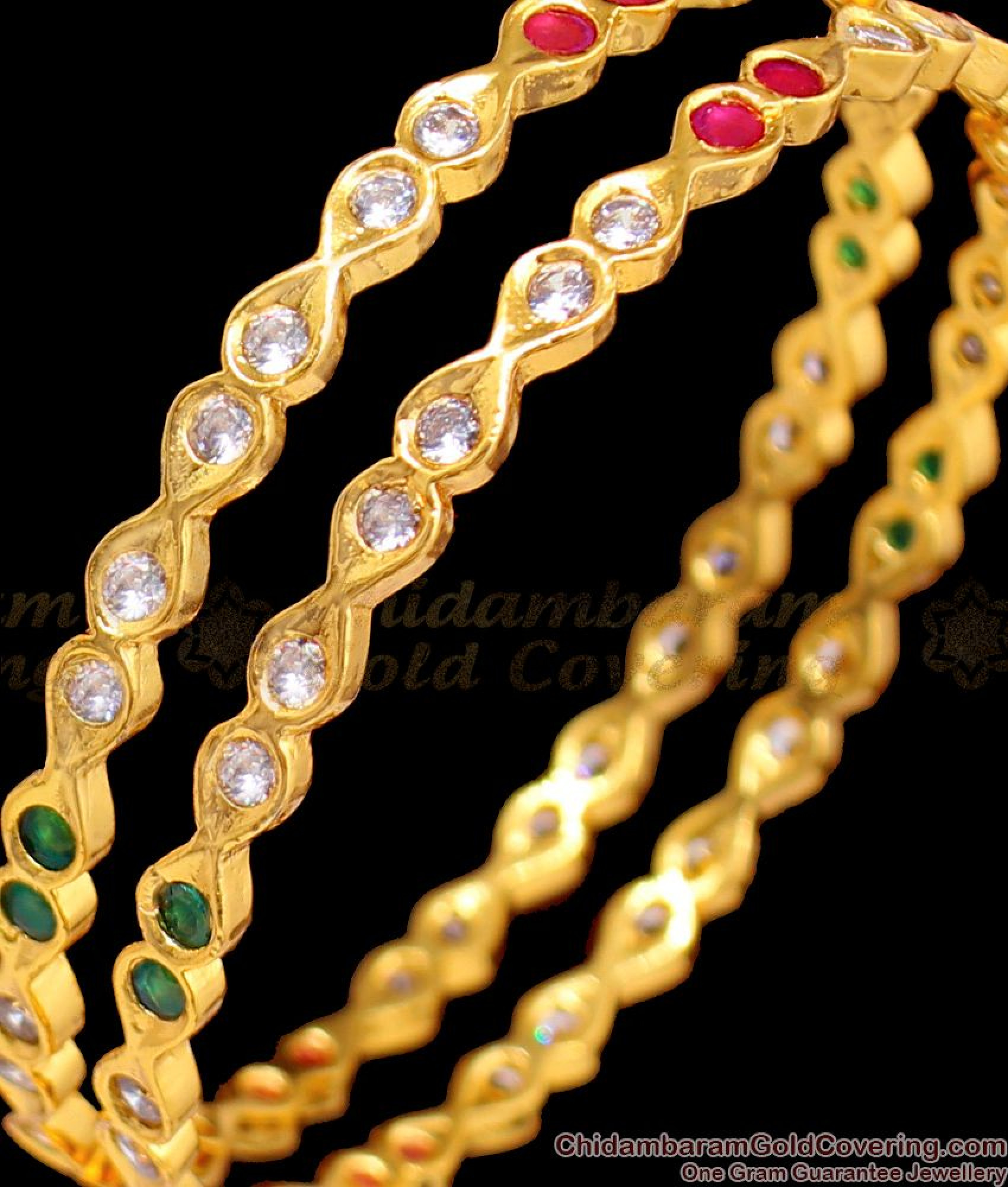 BR1376-2.4 Grand Multistone Traditional Impon Bangle Five Metal Jewelry