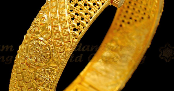 BR1378-2.6 Glittering Kada Real Gold Tone Forming Screw Type Plain ...