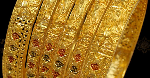 BR1413-2.4 Creative Design Real Gold Forming Full Bridal Set Bangles ...