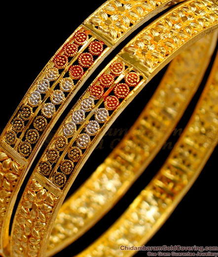 Two Gram Gold Bangles, Plain Bangles and Enamel Meenakari Bangle ...