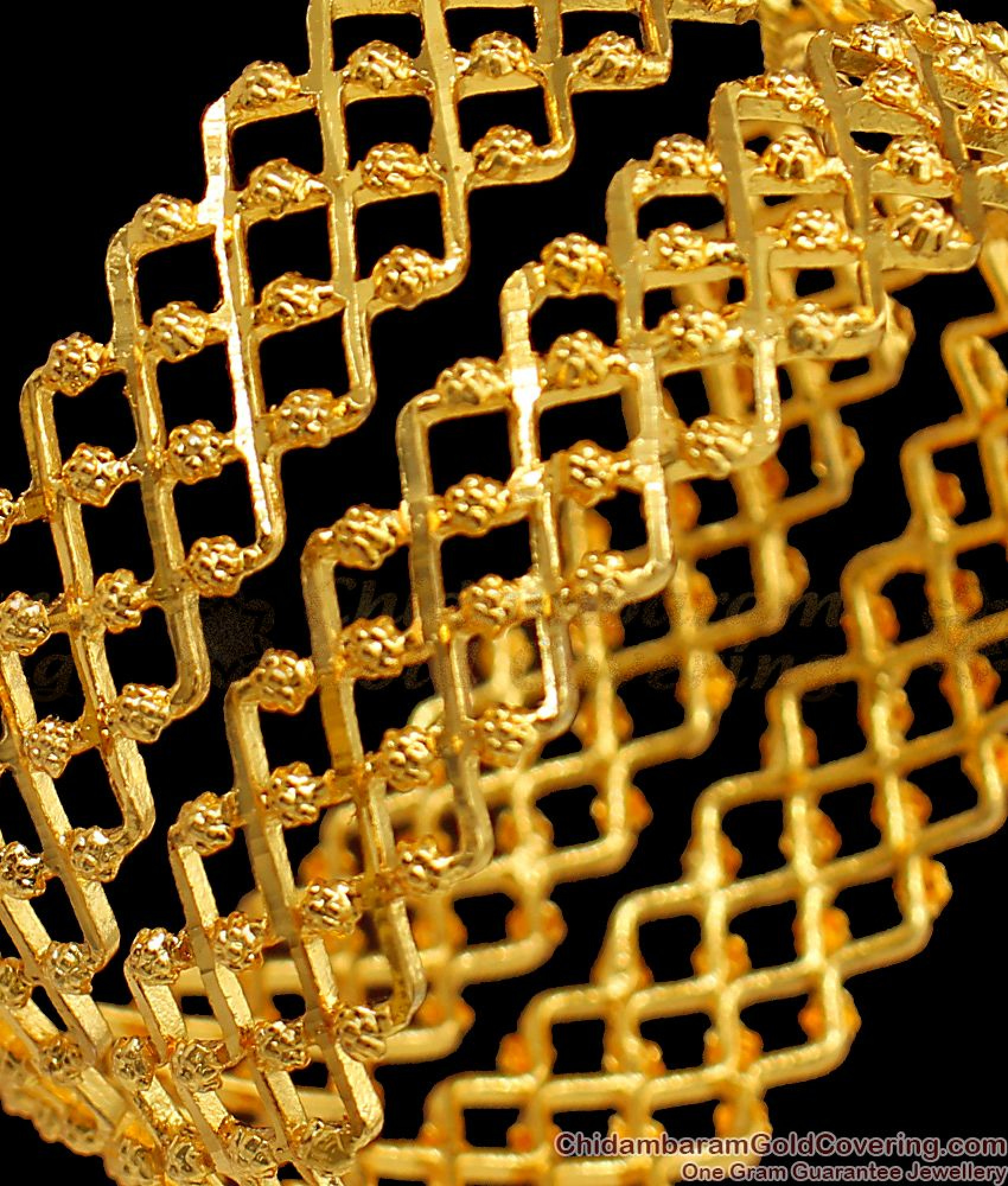 BR1425-2.10 Size Gold Tone Set of Two Kada Neli Pattern Bridal Bangle ...