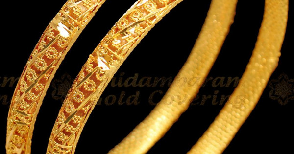 Buy 2.10 Size Thin Gold Bangles For Ladies One Gram Gold South Indian ...