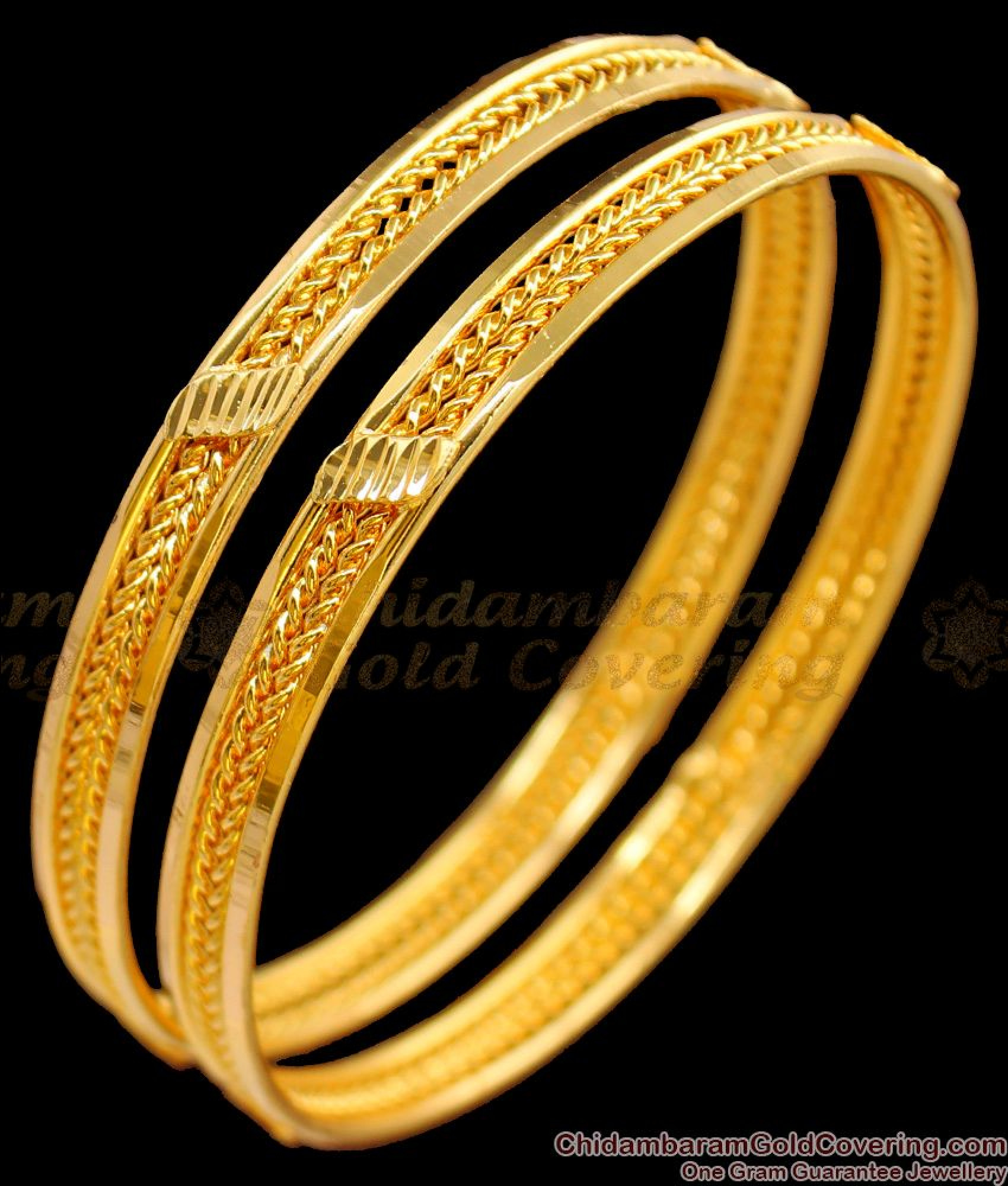 BR1453-2.8 Twisted Gold Bangles One Gram Gold South Indian Jewelry Buy ...