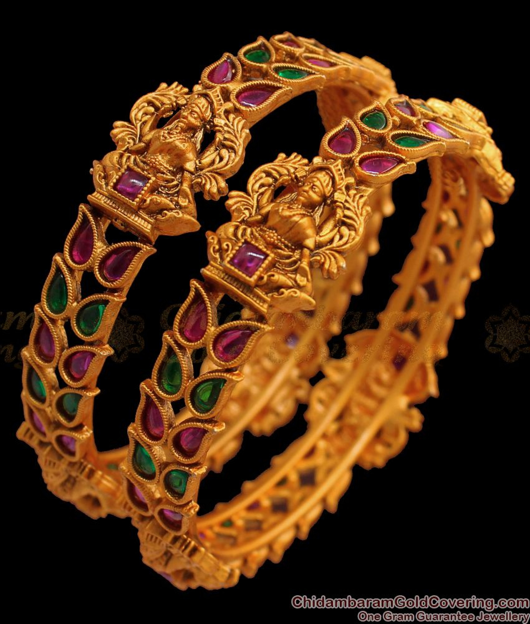 Buy Online Premium Antique Nagas Bangles Collection With Kemp Stone