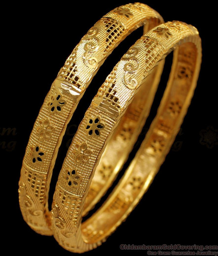 BR1635-2.8 Simple One Gram Gold Bangles Set Of Four Daily Wear Collection