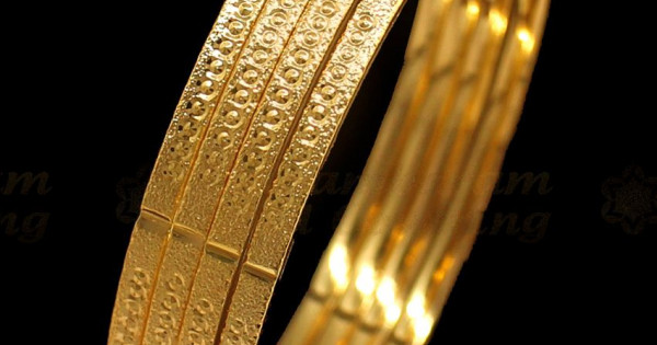 BR1638-2.10 Thin One Gram Gold Bangles Set Of Four Daily Wear Collection