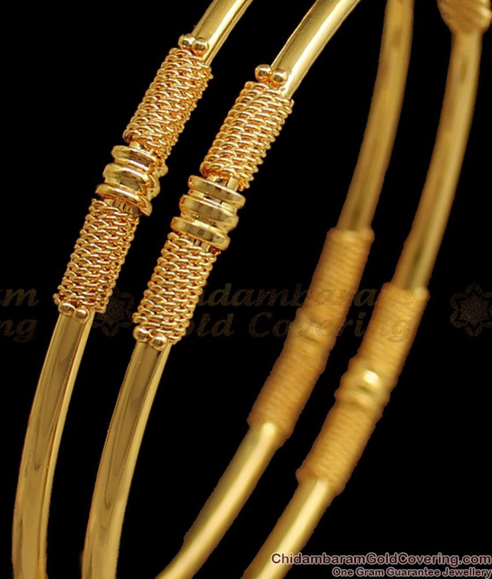 BR1716-2.4 New Threaded Design Daily Wear Gold Bangle Models