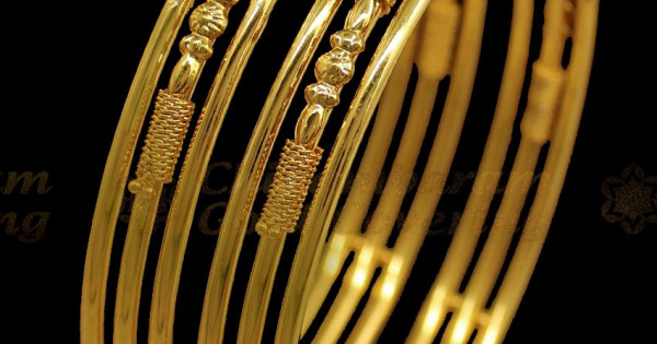 BR1748-2.10 Three Line Gold Bangle Designs Daily Wear