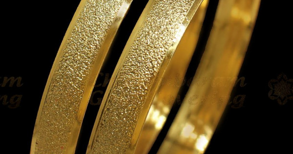 BR1774-2.10 Thick Matt Surface Plain Gold Bangle Designs Daily Wear