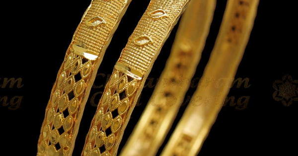 BR1782-2.4 Kerala Designs Real Gold Bangle Daily Wear Collections