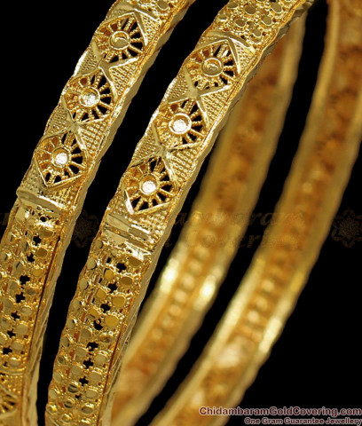 BR1871-2.4 Size Latest Model Kambi Valayal Light Weight Gold Bangles