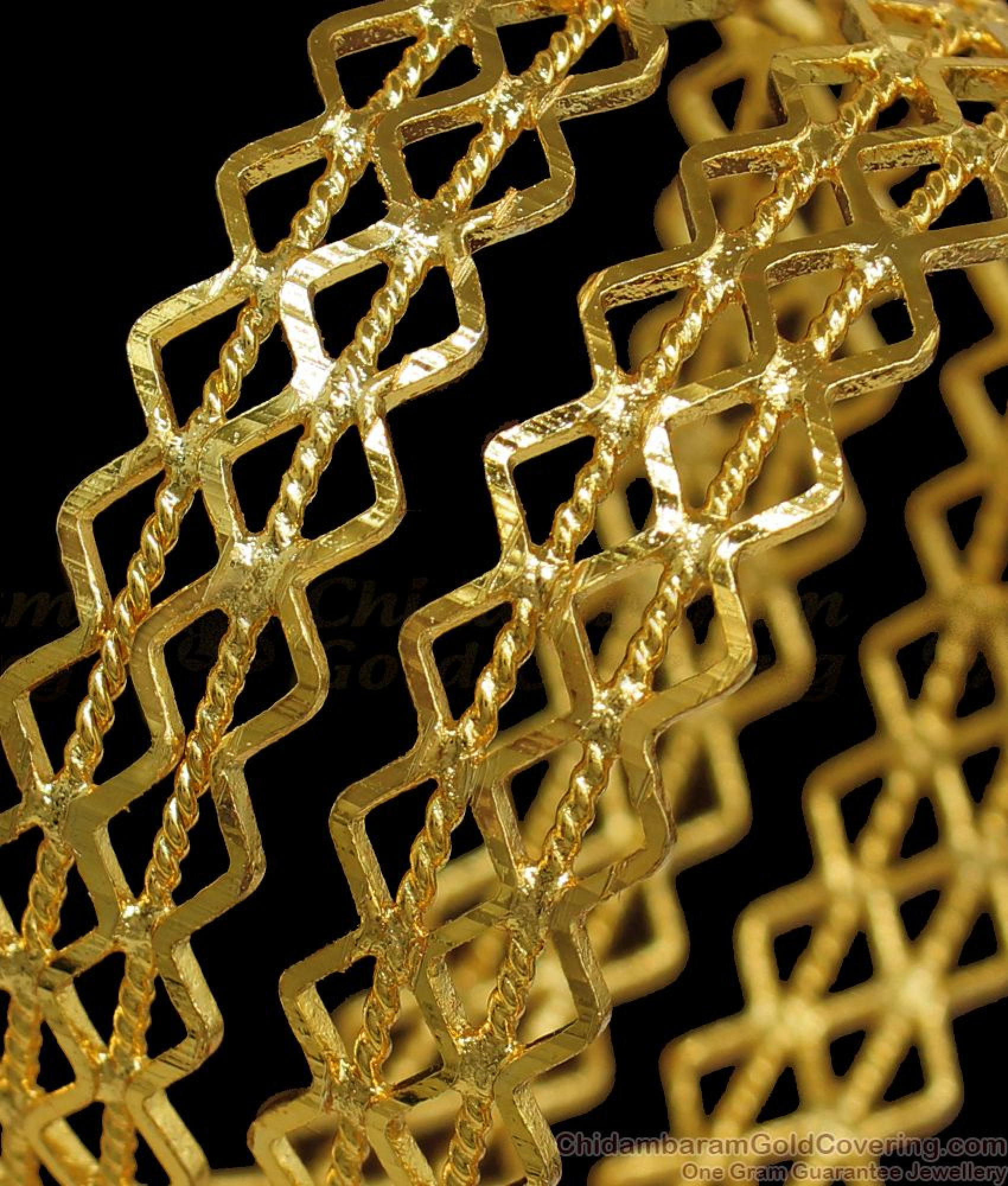 BR1824-2.10 Broad Zig Zag Gold Neli Bangles South Indian Jewelry