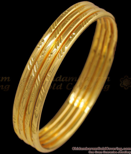 Gold Plated Plain Design Bangles, Chidambaram Gold Covering Regular Traditional Bangles