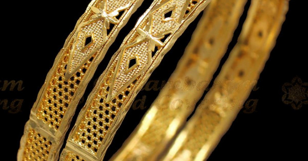 BR1855-2.6 Size One Gram Gold Kerala Bangles Latest Collections