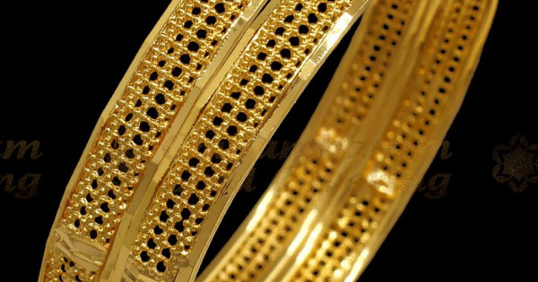 BR1893-2.10 Size New Net Pattern Gold Plated Bangles Shop Online