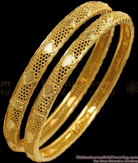 BR1168-2.6 Fancy Design Curvy Gold Plated Bangles Party Wear Jewelry