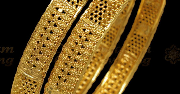 BR1897-2.6 Size Net Pattern South Indian Gold Bangles Flower Design ...