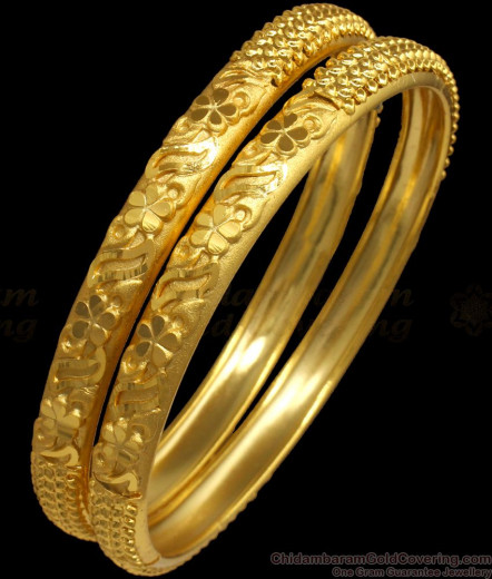 BR1151-2.6 Precious Flower Design Enamel Forming Gold Bangles Set Of Four