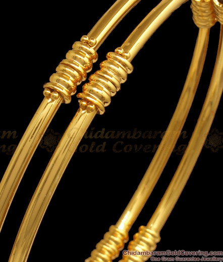 BR1916-2.6 Size Thin Gold Plated Bangles Spiral Design Smooth Texture