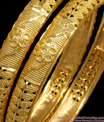 Gold Plated Plain Design Bangles, Chidambaram Gold Covering Regular ...