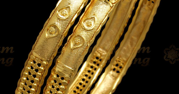BR1935-2.4 Size Pure Gold Tone Bangles Slim Designer Collection