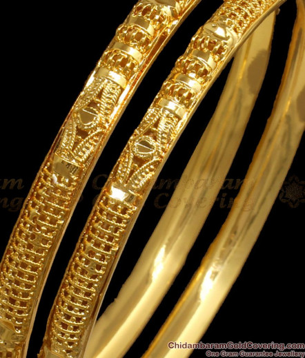 Gold Plated Plain Design Bangles, Chidambaram Gold Covering Regular ...