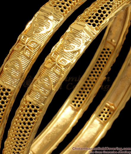 Gold Plated Plain Design Bangles, Chidambaram Gold Covering Regular ...