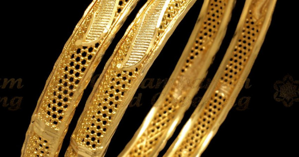 BR1961-2.4 Size Kerala Design One Gram Gold Bangles Collection Set Of Two
