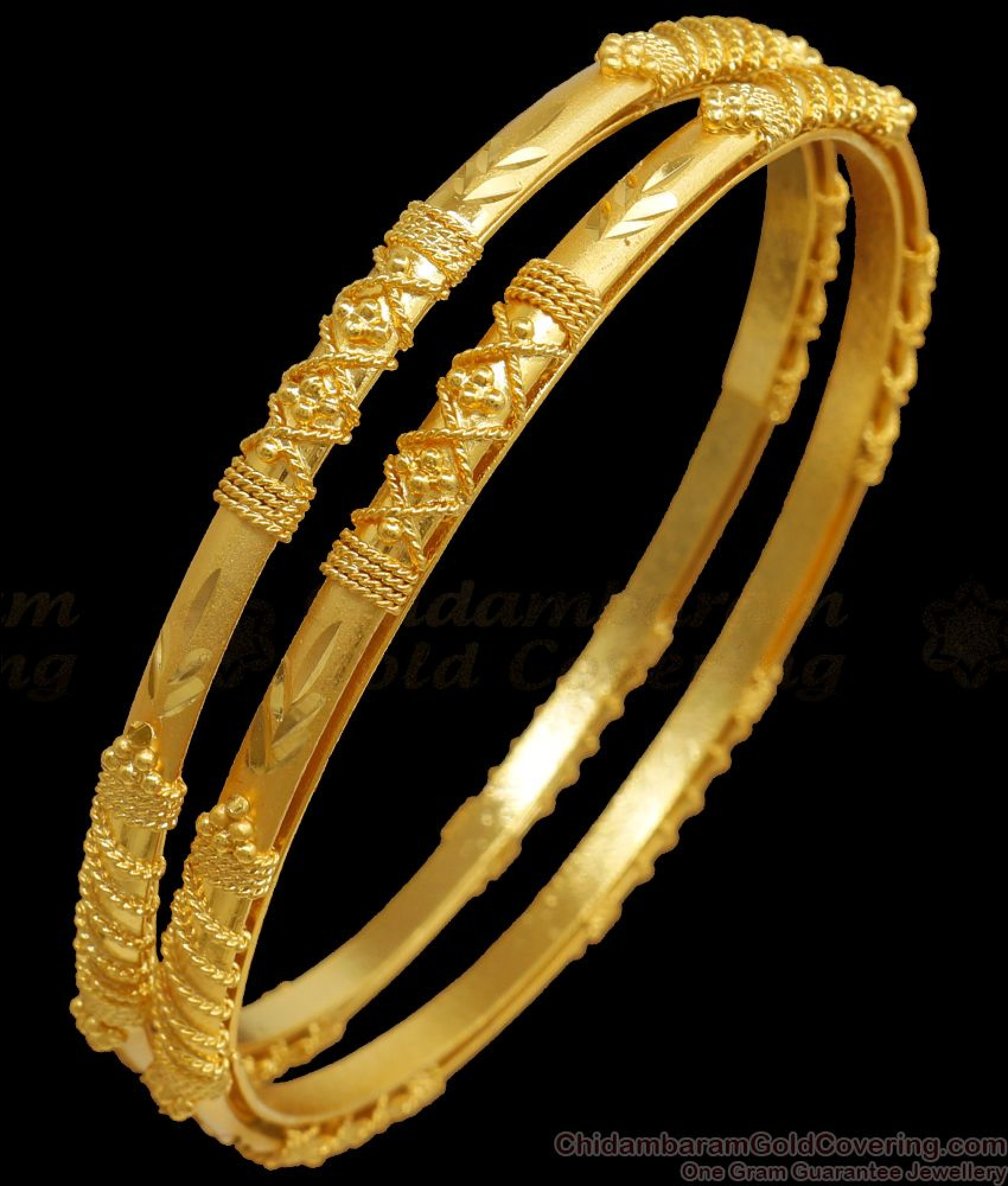 BR1986-2.10 Size Handmade 2 Gram Gold Bangle Bridal Wear For Women