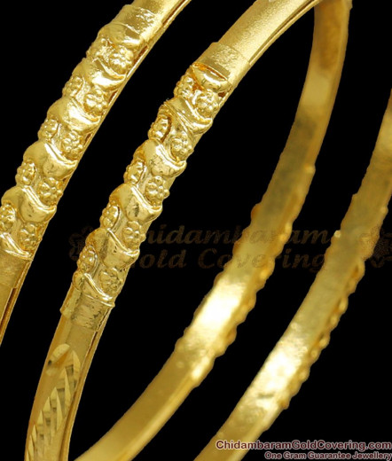 Two Gram Gold Bangles, Plain Bangles and Enamel Meenakari Bangle ...