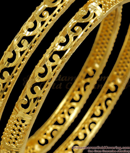 Gold Plated Plain Design Bangles, Chidambaram Gold Covering Regular ...