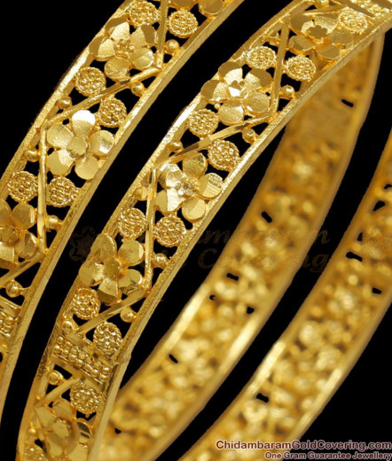 Two Gram Gold Bangles, Plain Bangles and Enamel Meenakari Bangle ...