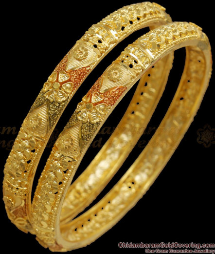 Two Gram Gold Bangles, Plain Bangles and Enamel Meenakari Bangle ...