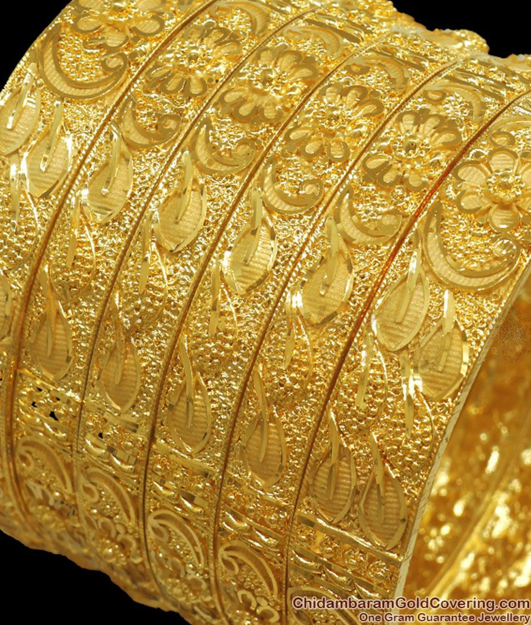BR2060-2.6 Premium Bridal 6 Set Gold Bangles Flower Pattern For Marriage