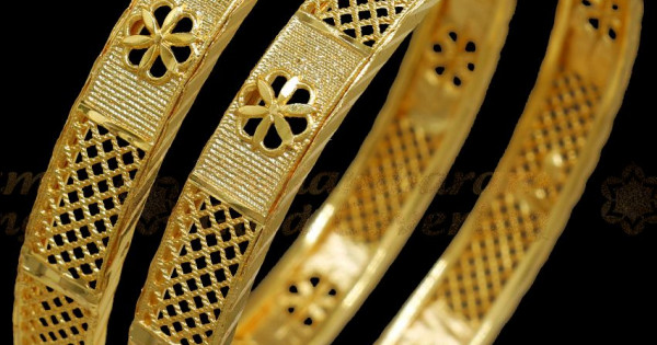 BR2064-2.4 Size Floral Pattern Gold Imitation Bangle Designs Online