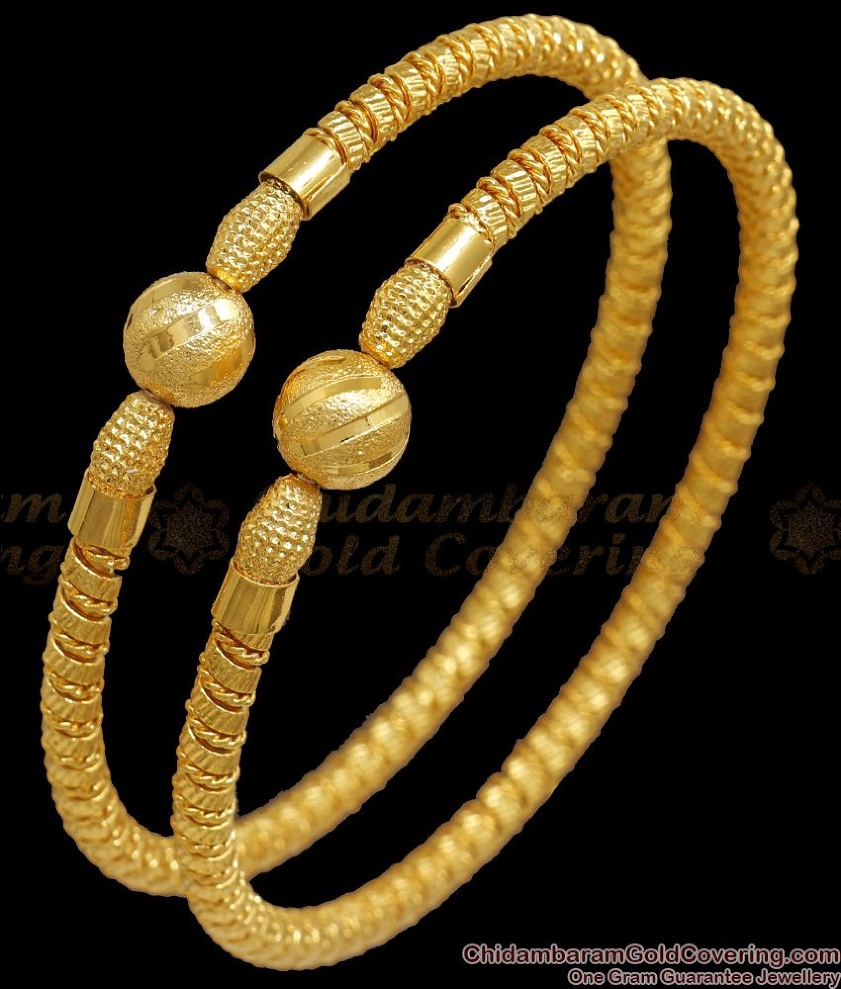 BR2068-2.6 Size Spiral Ball Design 1 Gram Gold Bangle Collections